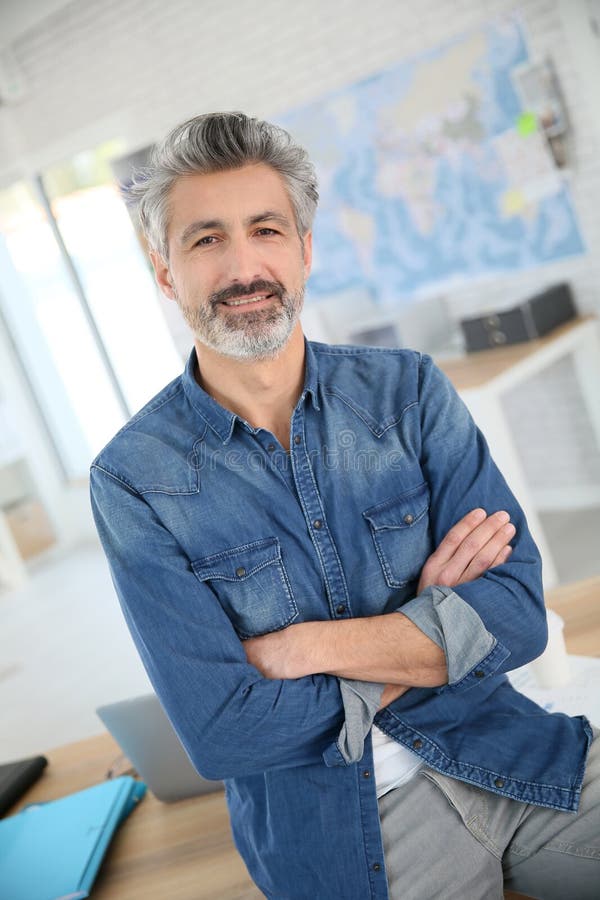 Portrait of Happy Professor in Class Stock Image - Image of hair ...