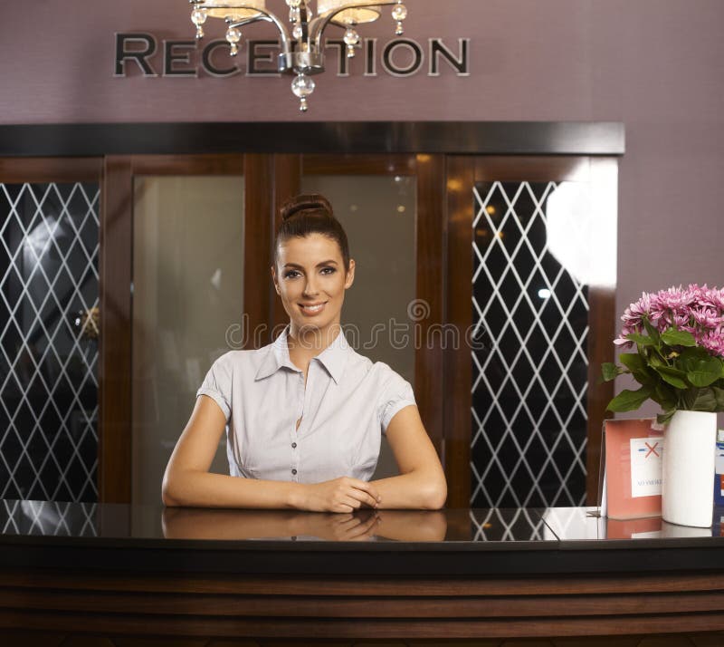 Portrait of Happy Receptionist Stock Image - Image of happy, color ...