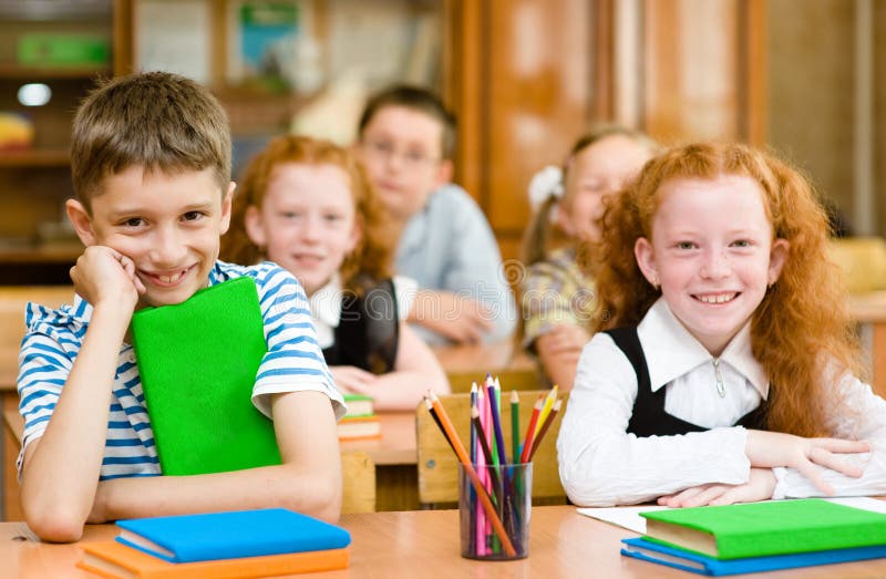 Portrait of Happy School Children Stock Image - Image of front ...