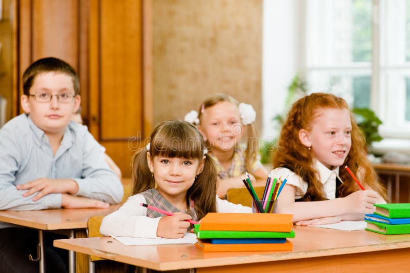 Portrait of Happy School Children Stock Image - Image of learn ...