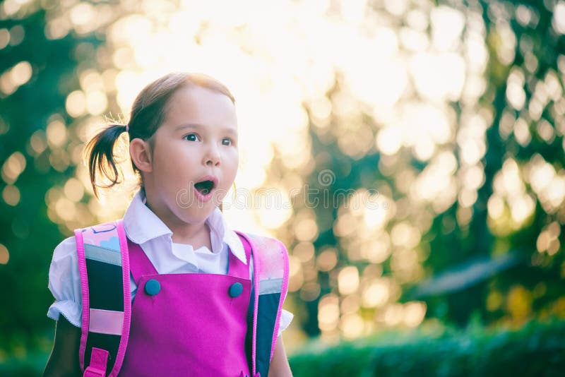 Portrait of Happy School Girl Stock Image - Image of little, together ...