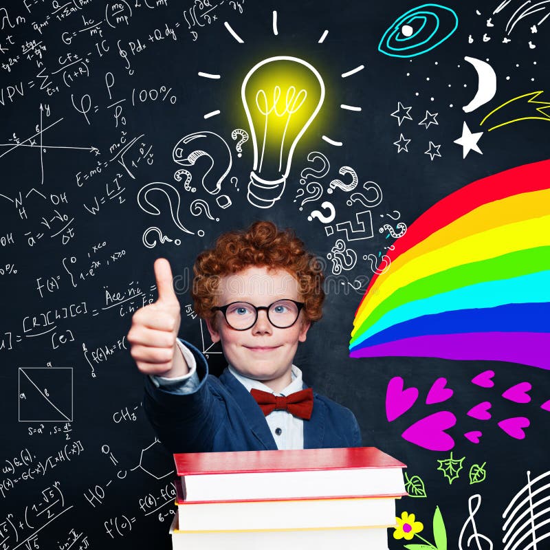 Portrait of Happy Smart Child Boy Stock Photo - Image of brainstorm ...