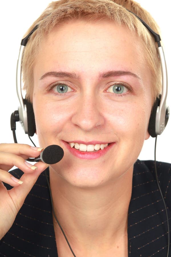 Portrait of Happy Smiling Cheerful Support Phone Operator in Headset ...