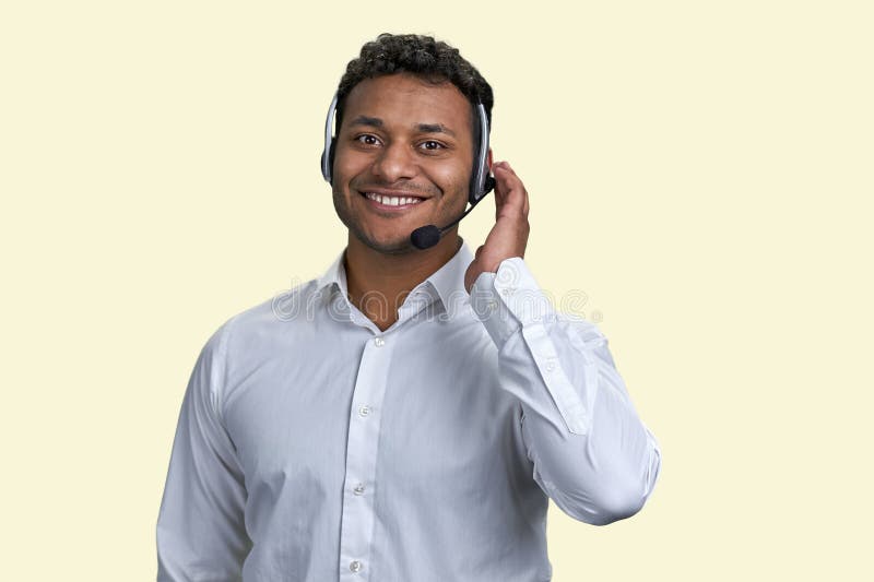 Portrait of a Happy Smiling Indian Man with Headset. Stock Photo ...