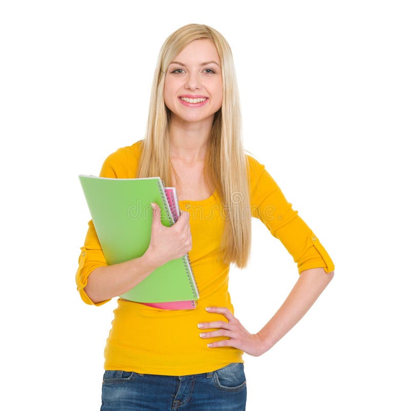 Portrait of Happy Student Girl Stock Image - Image of female, erudition ...
