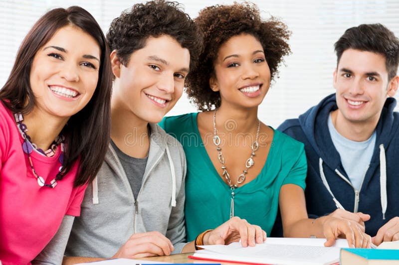 Happy Students Studying Together Stock Image - Image of education ...