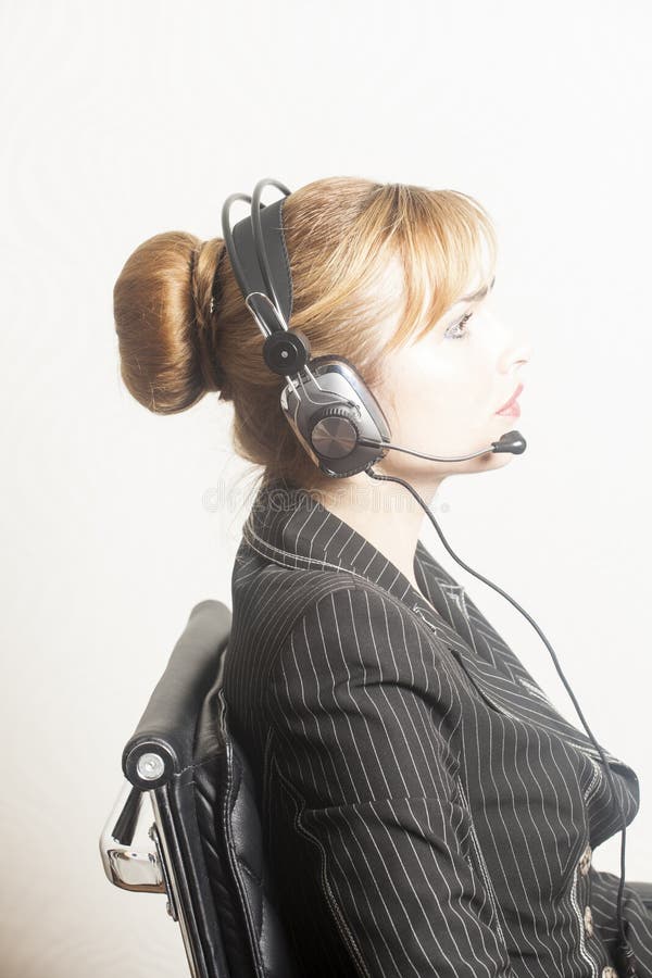 Portrait of Happy Support Phone Operator in Headset Stock Image - Image ...