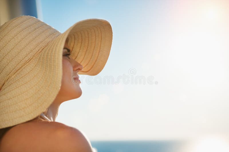 Portrait of Happy Woman Looking into Distance Stock Image - Image of ...