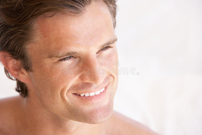 Portrait of Happy Young Man Stock Photo - Image of smiling, thinking ...