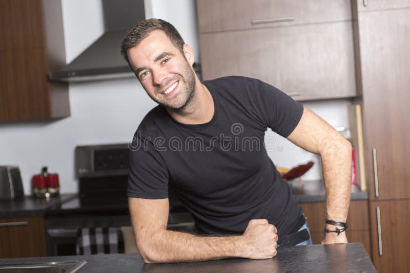 Portrait of Happy Young Man at Home Stock Image - Image of person ...