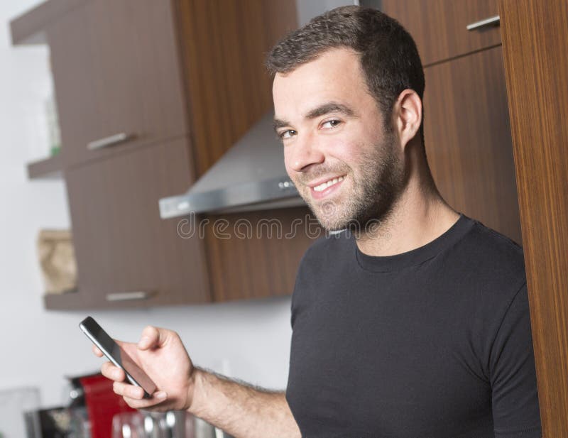 Portrait of Happy Young Man at Home Stock Photo - Image of nice ...
