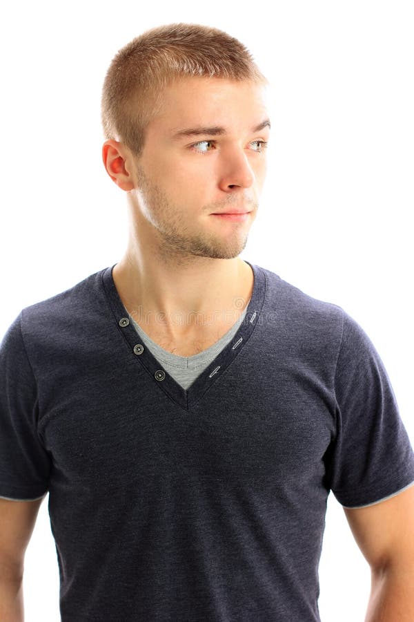 Portrait of Happy Young Man Pointing Stock Photo - Image of male, face ...