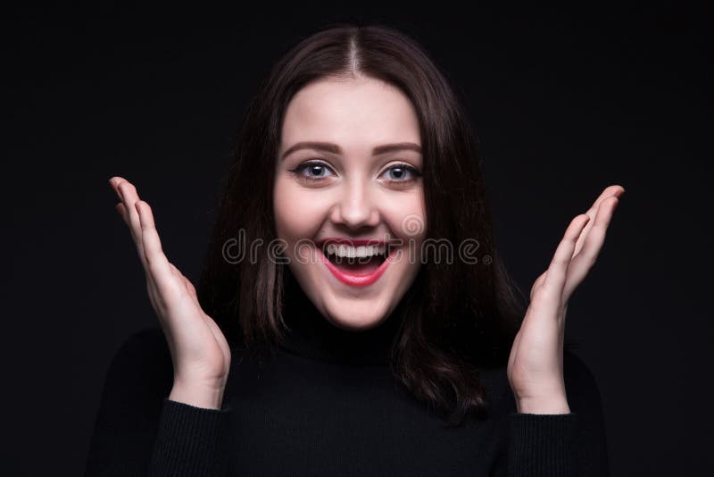 Portrait of Happy Young Woman Stock Photo - Image of shadow, face: 85474470