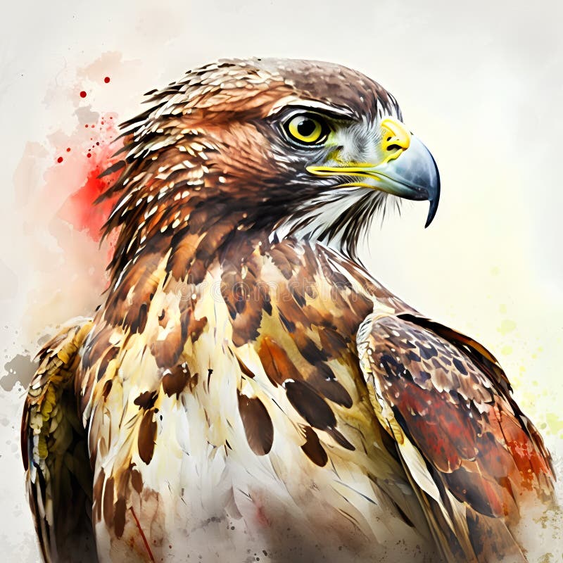 Portrait of a Hawk. Watercolor Painting. Vector Illustration Stock ...