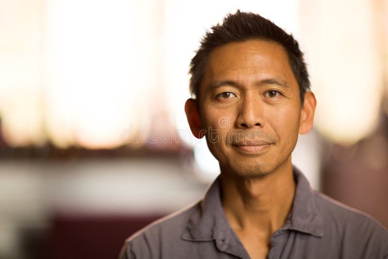 Portrait of a Healthy Middle Age Asian Man Smiling. Stock Image - Image ...