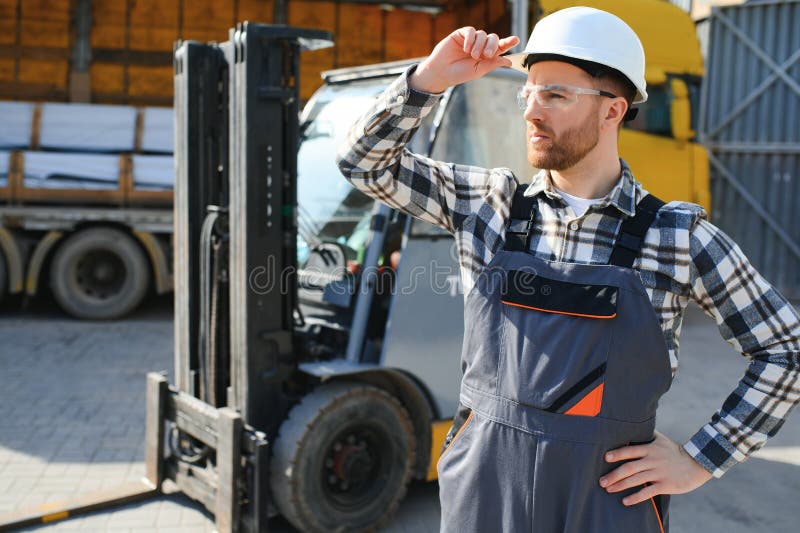 Portrait of Heavy Industry Forklift Driver Giving Thumbs Up and Smiling ...