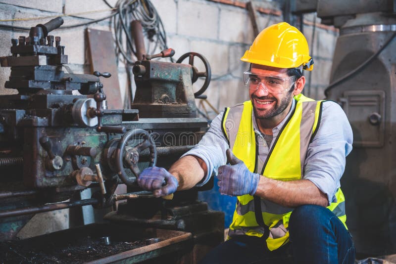 Portrait of Heavy Industry Workers Working on the Metal Fabrication ...