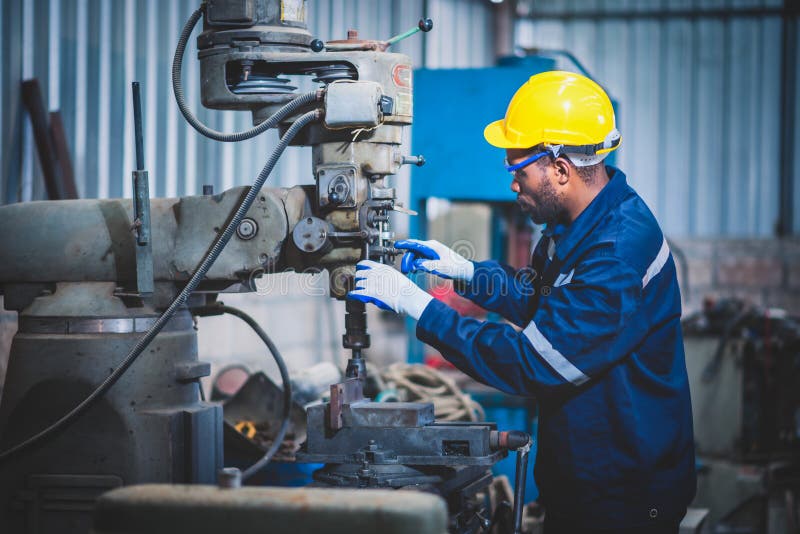 Portrait of Heavy Industry Workers Working on the Metal Fabrication ...