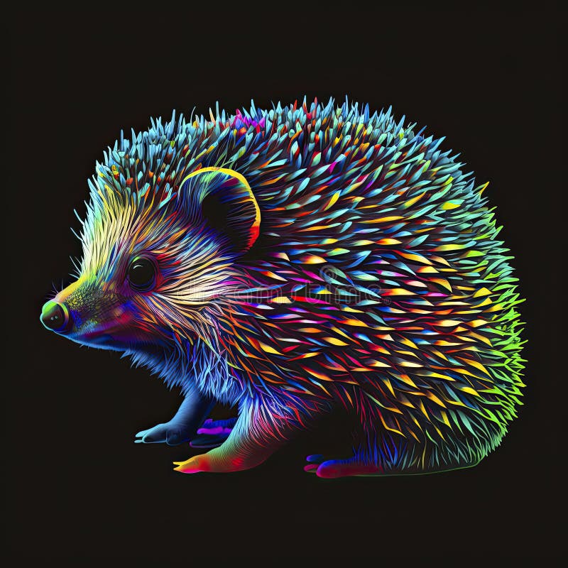 Portrait of a Hedgehog in Rainbow Colors. Generative AI Stock ...