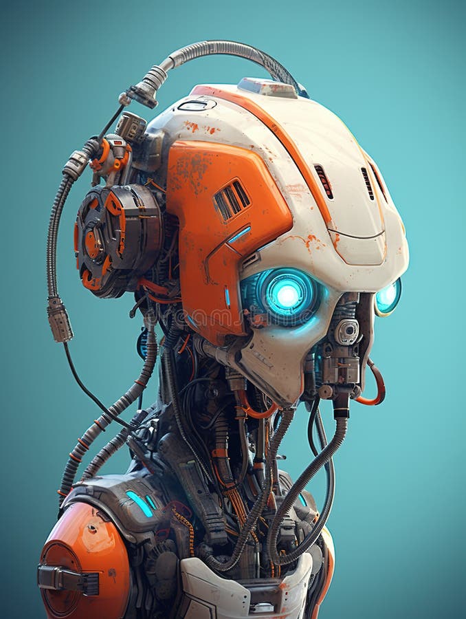 Portrait of a High-tech Futuristic Android Stock Illustration ...