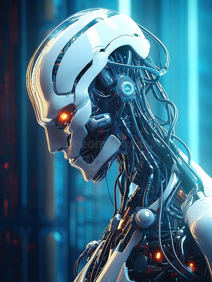 Portrait of a High-tech Futuristic Android Stock Illustration ...