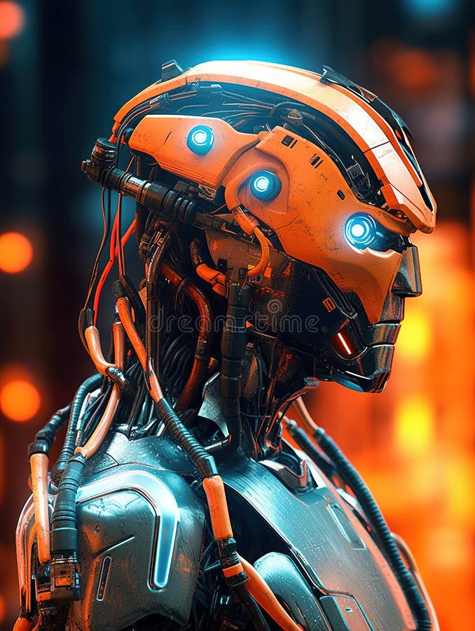 Portrait of a High-tech Futuristic Android Stock Illustration ...