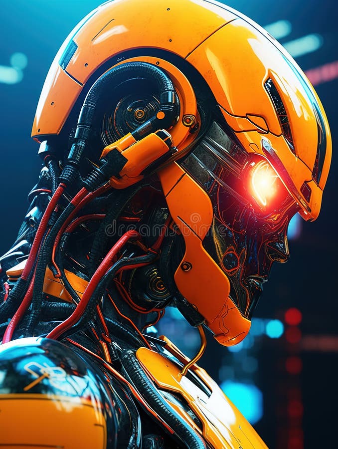 Portrait of a High-tech Futuristic Android Stock Illustration ...