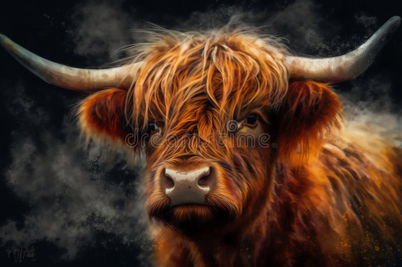 Portrait of a Highland Cow, Created Using Tools. Generative AI Stock ...