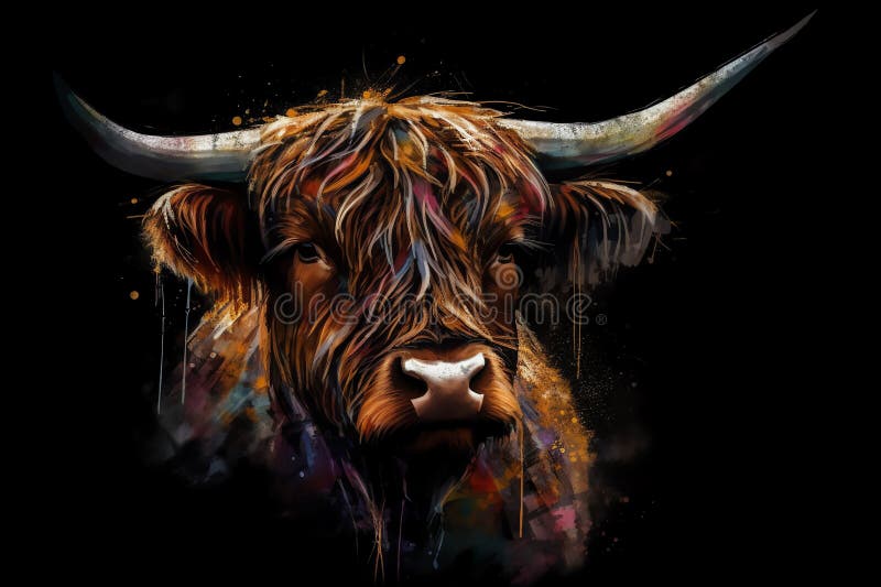 Portrait of a Highland Cow, Created Using Tools. Generative AI Stock ...