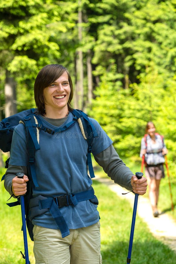 Portrait of Hiker Boy Smiling at Camera Stock Photo - Image of smiling ...