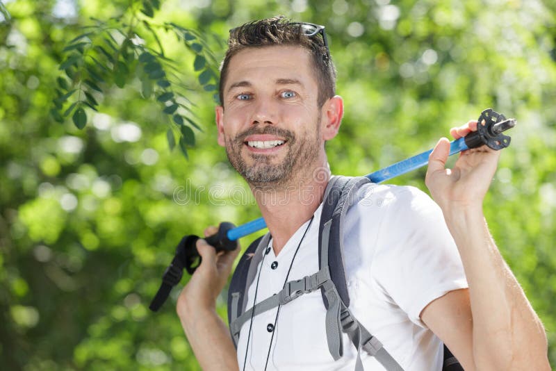 Portrait Hiker Looking at Camera Stock Photo - Image of trip ...