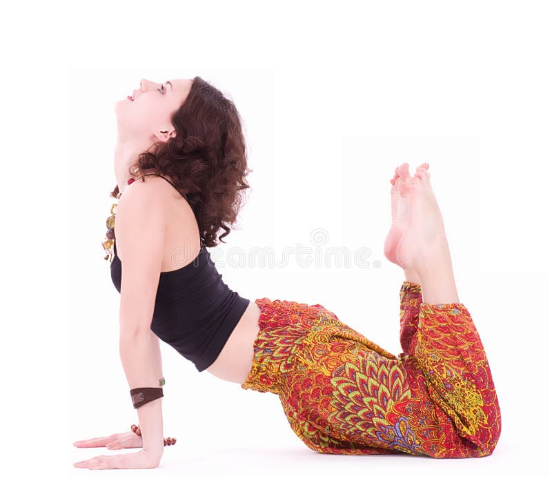 Hippie Young Woman Doing Yoga Exercise Stock Image - Image of fashion ...
