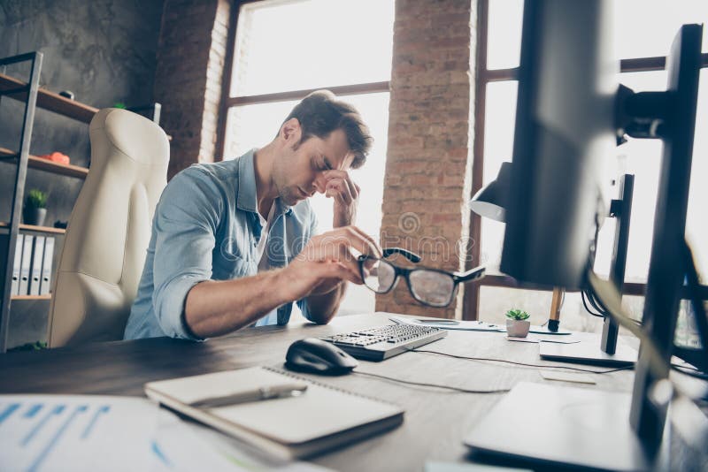 Portrait of His he Nice Attractive Tired Guy Leader Partner Coding ...
