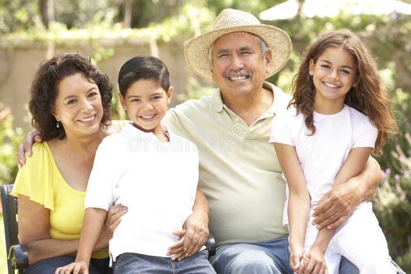 Portrait of Hispanic Family in Park Stock Image - Image of grandparents ...