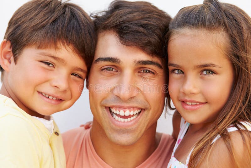 Portrait of Hispanic Father with Children Stock Photo - Image of people ...