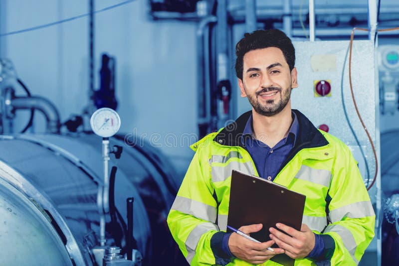 Portrait Hispanic Latin Smart Engineer Worker Happy Smile Working in ...