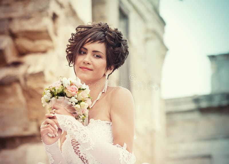 Portrait of hopeful bride stock photo. Image of hairstyle - 28050630