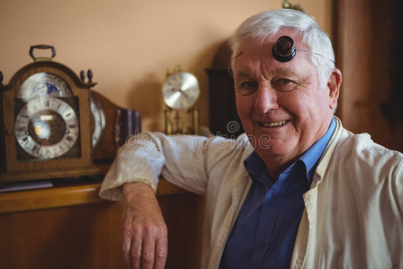 Portrait of Horologist Wearing Magnifying Glass Stock Image - Image of ...
