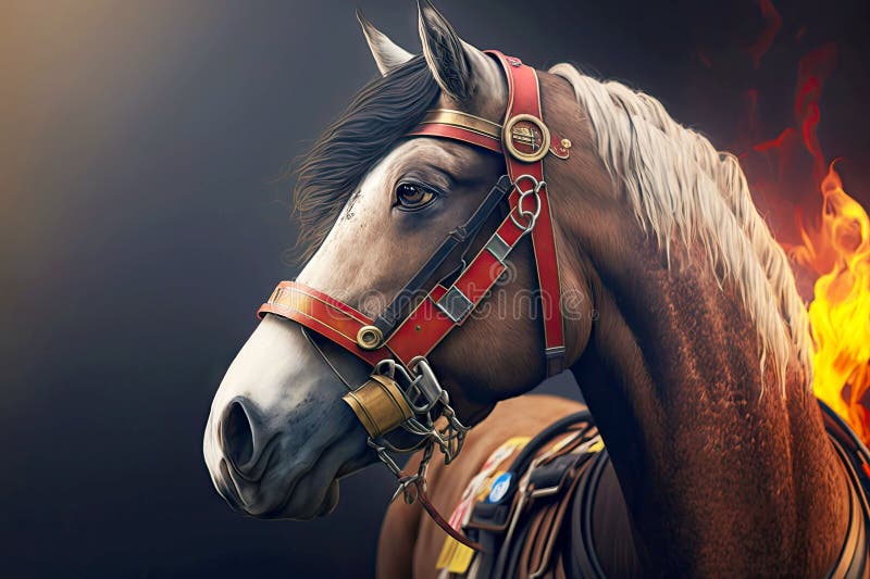 Portrait of Horse As a Firefighter Stock Illustration - Illustration of ...