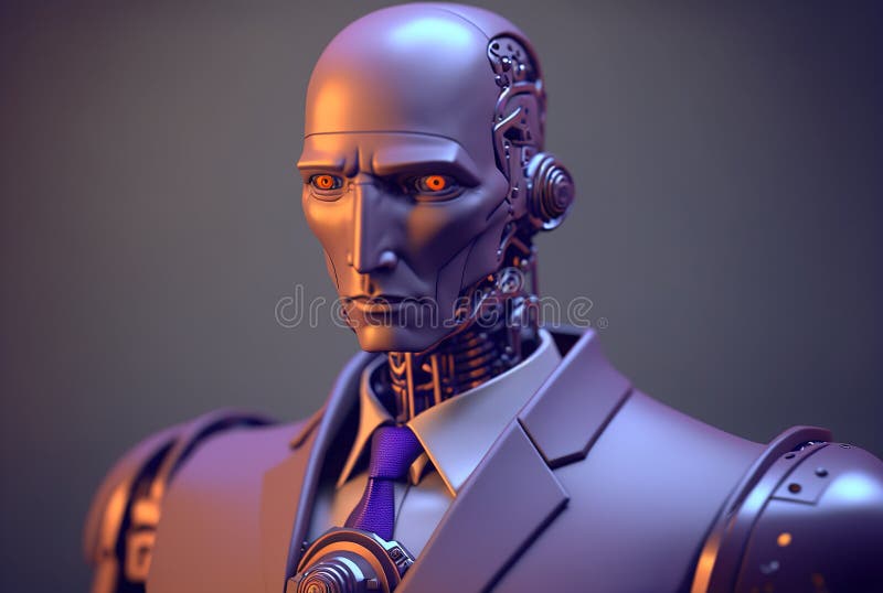 Portrait of Human Cyborg Technology Stock Illustration - Illustration ...