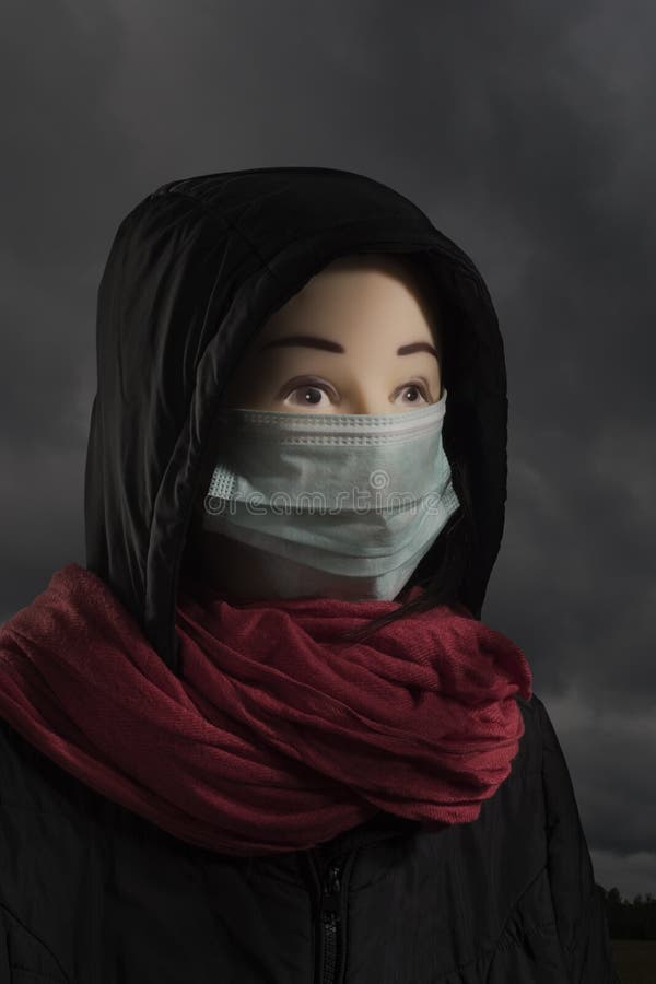 Portrait of Human Face Covered with Mask. Stock Image - Image of ...