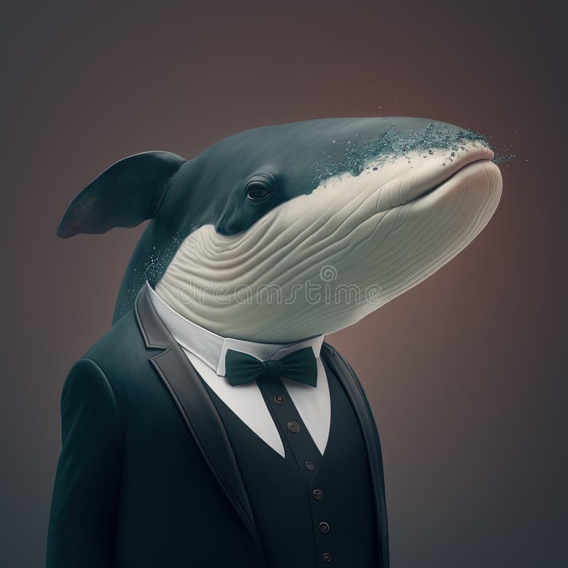 Portrait of a Humanized Whale, Dressed in Formal Attire. Generative AI ...