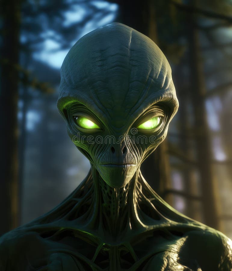 Portrait of a Humanoid Alien Creature Stock Illustration - Illustration ...