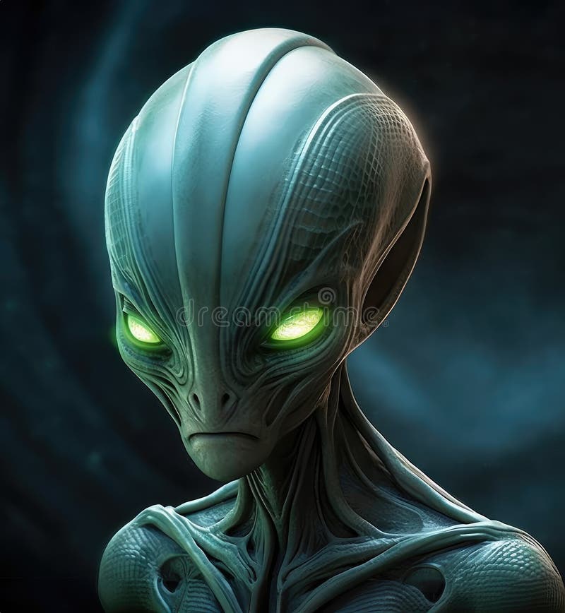 Portrait of a Humanoid Alien Creature Stock Illustration - Illustration ...