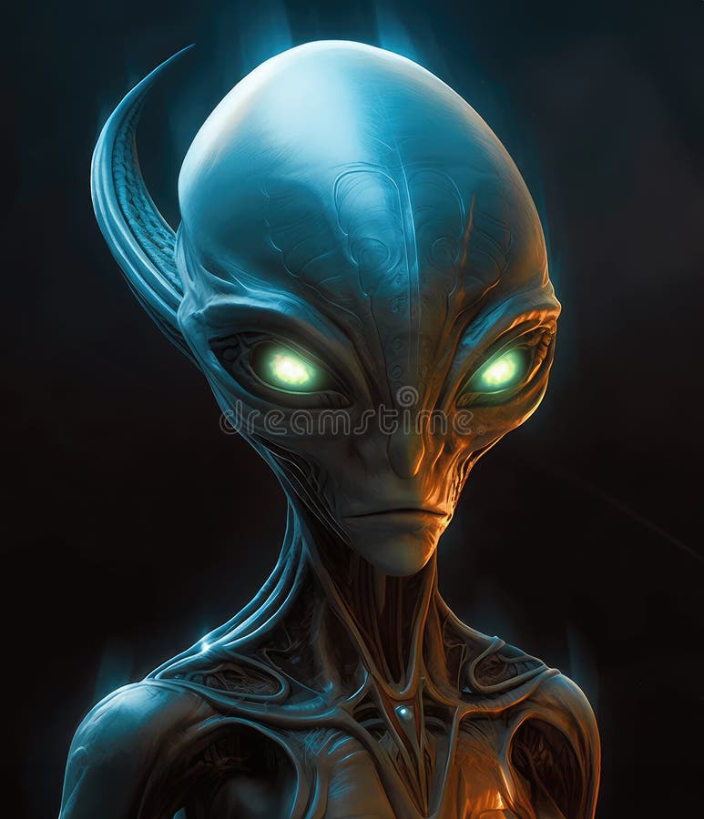 Portrait of a Humanoid Alien Creature Stock Illustration - Illustration ...