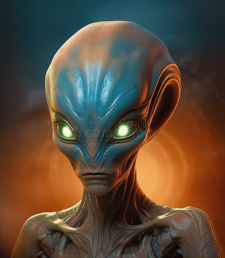 Portrait of a Humanoid Alien Creature Stock Illustration - Illustration ...