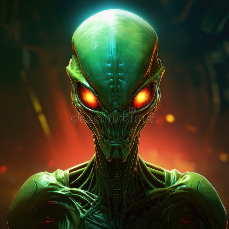 Portrait of a Humanoid Alien Creature Stock Illustration - Illustration ...