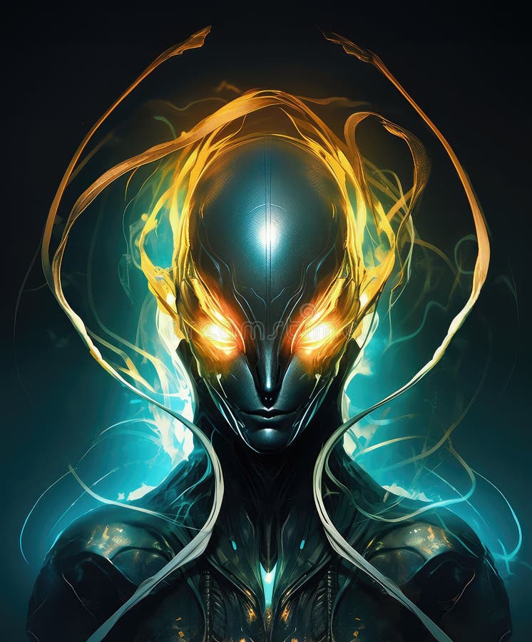 Portrait of a Humanoid Alien Creature Stock Illustration - Illustration ...