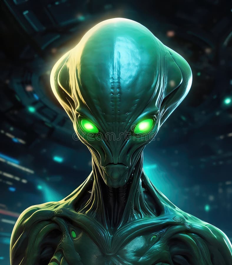 Portrait of a Humanoid Alien Creature Stock Illustration - Illustration ...