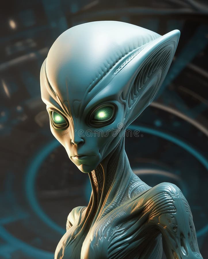Portrait of a Humanoid Alien Creature Stock Illustration - Illustration ...